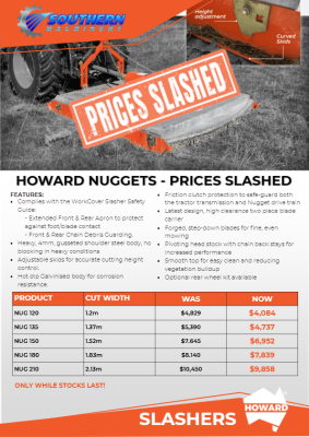 Howards Nugget Slashers A4 Flyer Feb 2023 | Southern Machinery